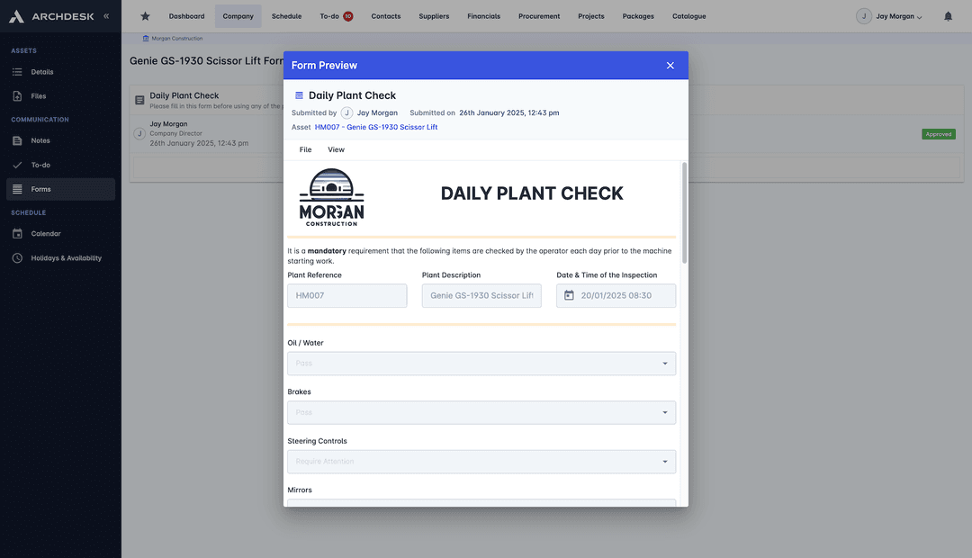 Construction Asset Management Software | Archdesk